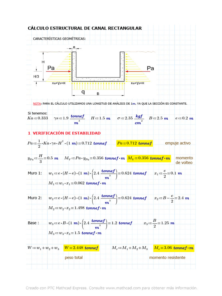 Cálculo Estructural de Canal Rectangular | PDF | Ingeniería mecánica ...
