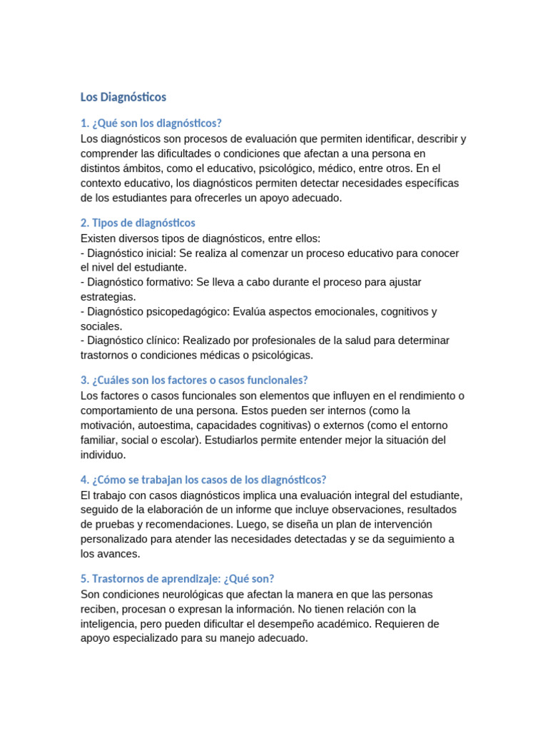 Diagnosticos y Trastornos de Aprendizaje | PDF | Aprendizaje | Desorden hiperactivo y deficit de ...