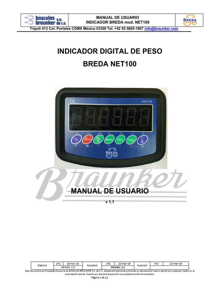 Manual de Usuario: Indicador NET100 | PDF | Electricidad | Ingenieria ...
