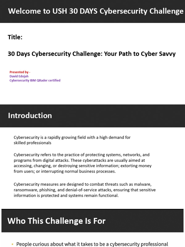 30 Days Cybersecurity Challenge | PDF | Security | Computer Security