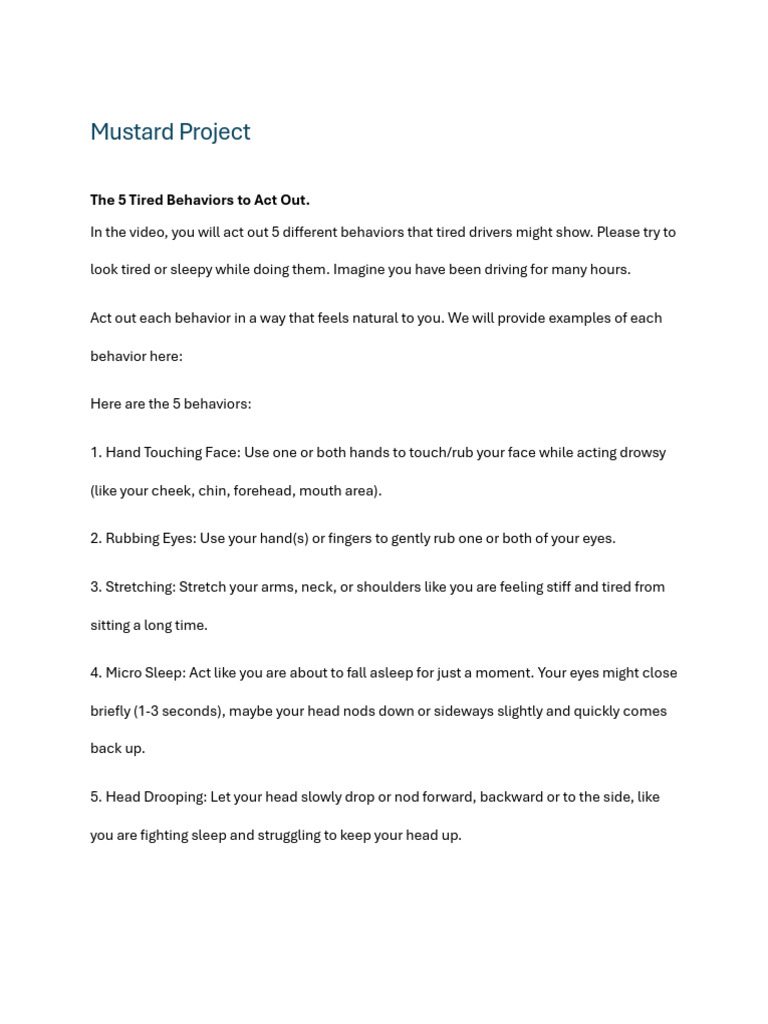Mustard Project - Behaviors Guidelines | PDF