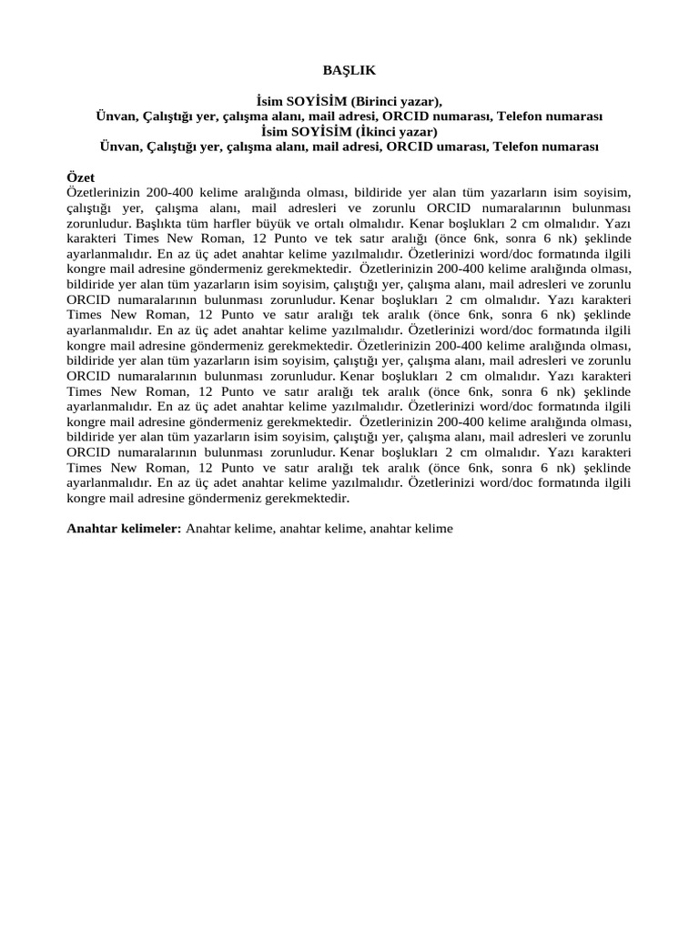 Ornek Ozet Metin Sablonu | PDF