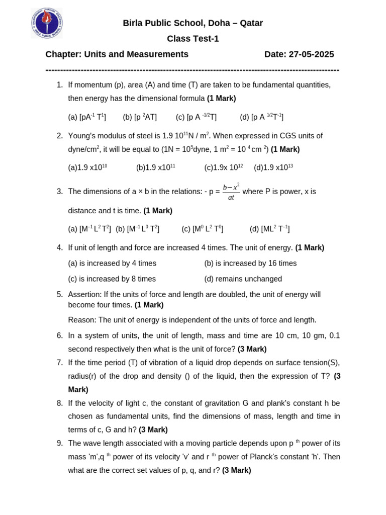 Xi CH 1 CT 1 | PDF | Applied And Interdisciplinary Physics | Classical Mechanics