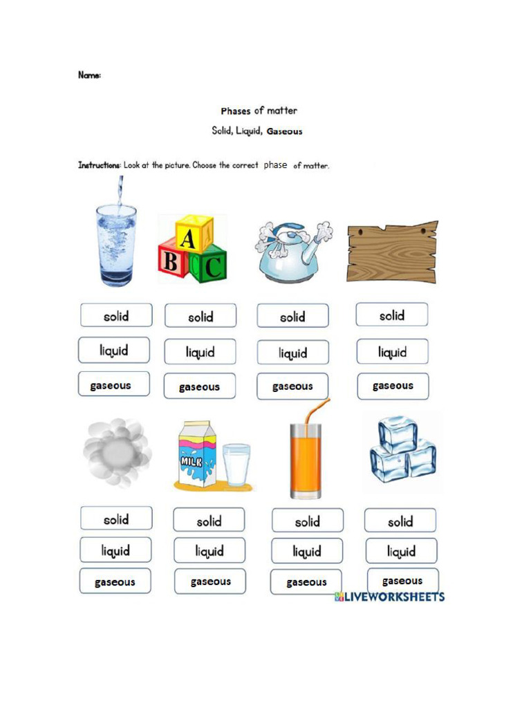 Worksheet Phases of Matter | PDF