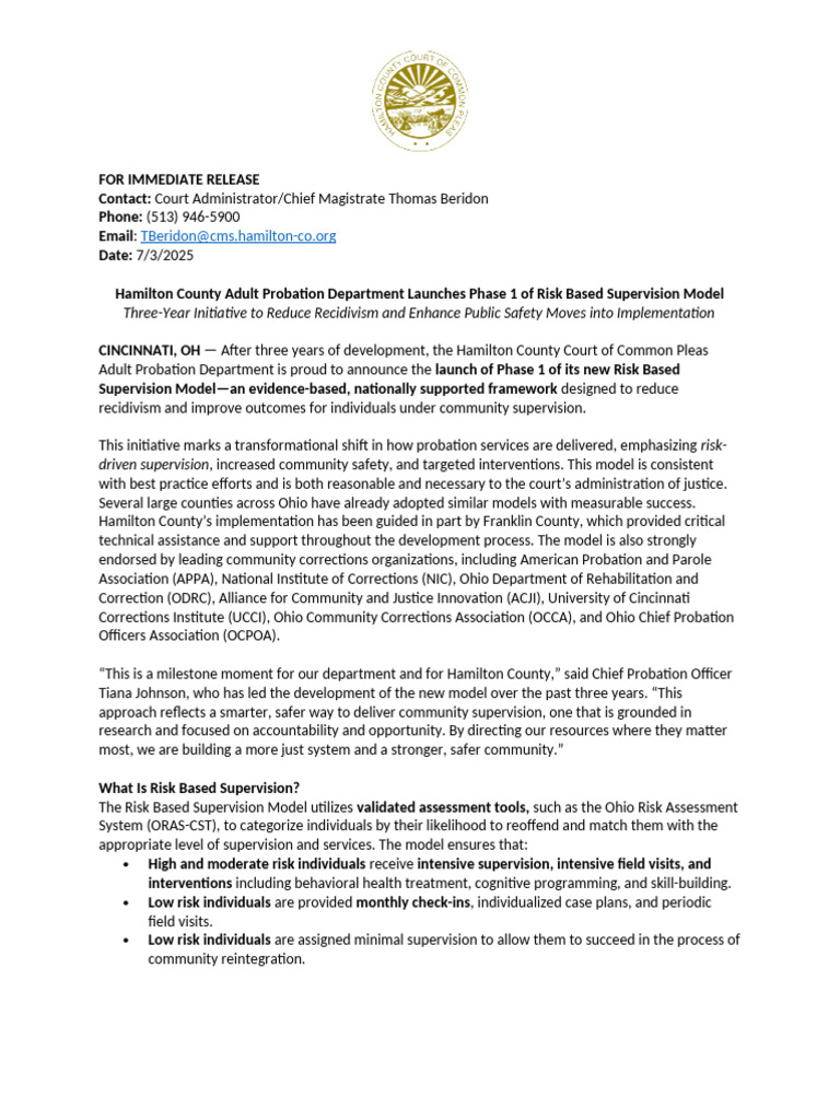 Risk Based Supervision Model | PDF | Recidivism | Risk