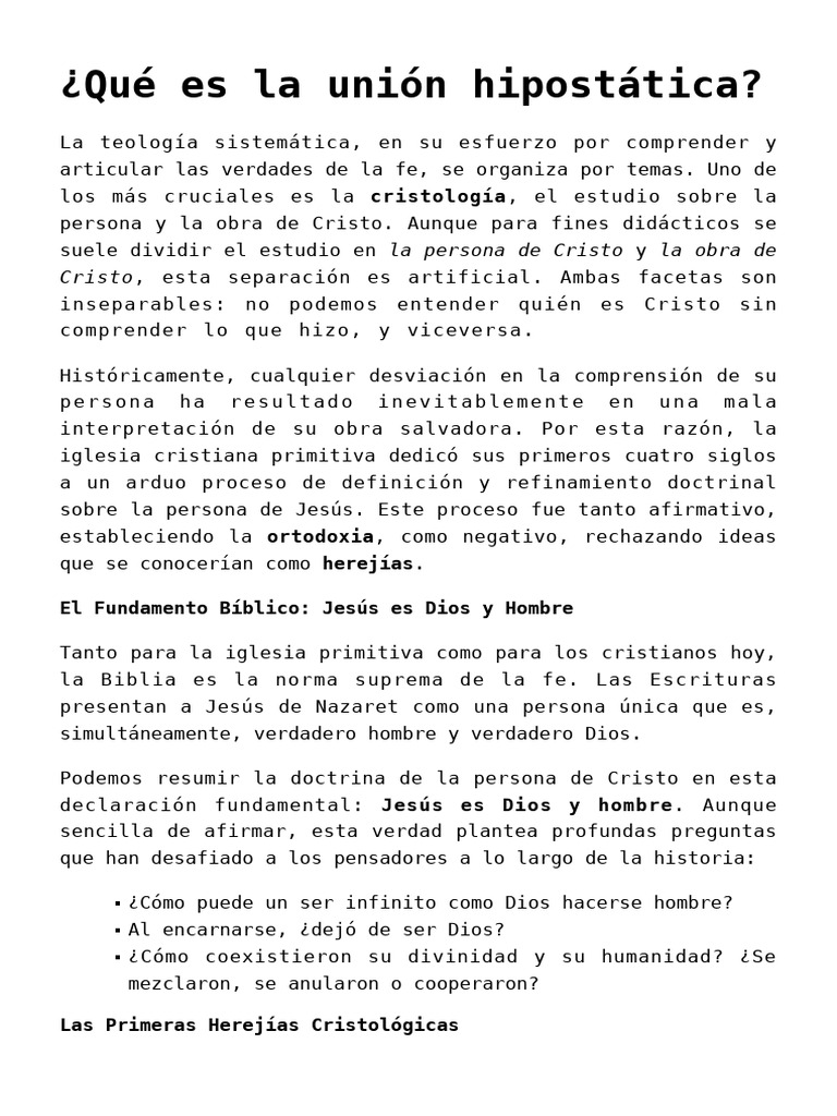 Unión Hipostática: Cristo Dios y Hombre | PDF | Cristología | Cristo ...