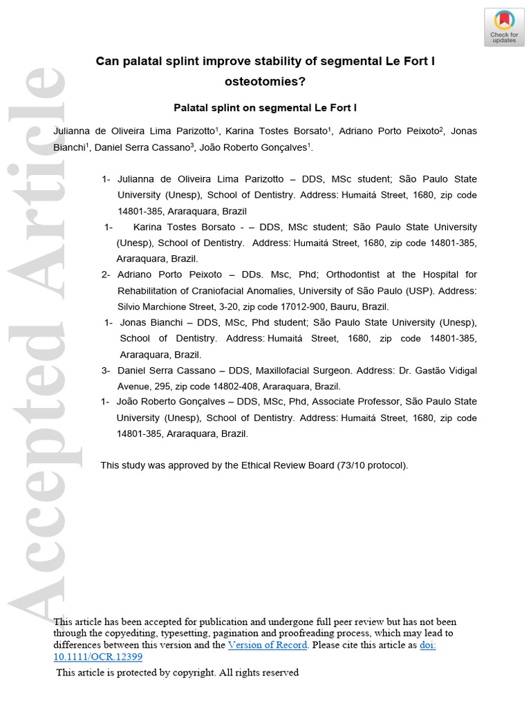 Palatal Splint On Segmental Le Fort I | PDF | Orthodontics | Dental Implant