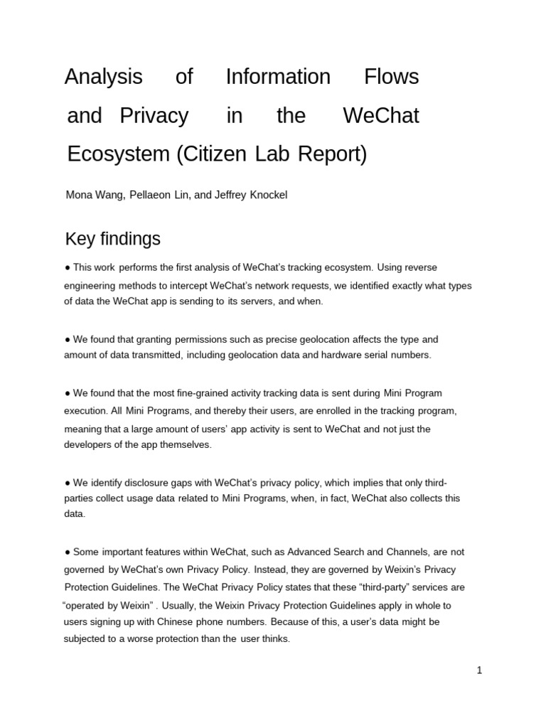 WeChat Privacy and Data Tracking Analysis | PDF | We Chat | Privacy
