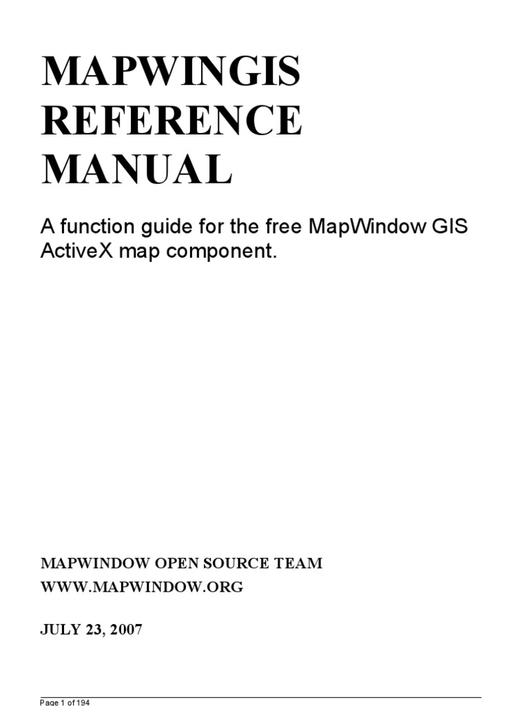 MapWinGIS Reference Manual | PDF | Geographic Information System | Digital Technology