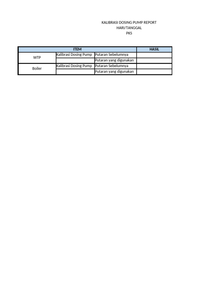 Laporan Kalibrasi Dosing Pump | PDF