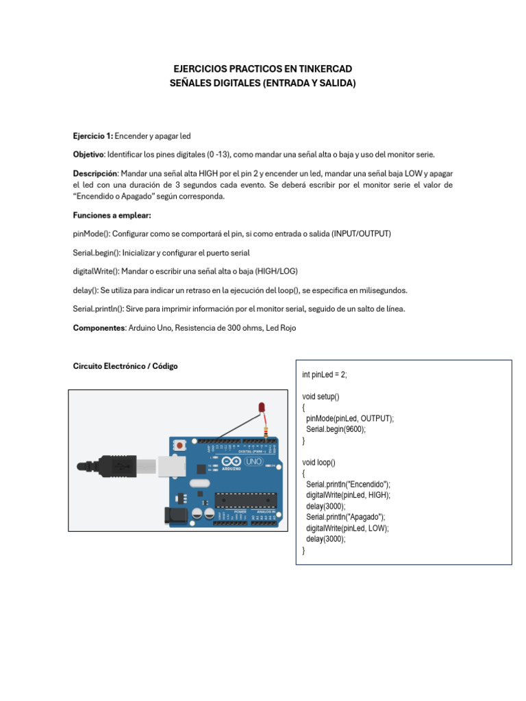 Ejercicios Señales Digitales | PDF | Arduino | Diodo emisor de luz
