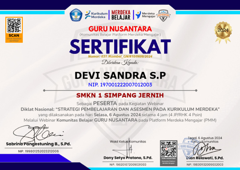 Devi Sandra S.P - Sertifikat GN #10 - Diklat Nasional - Strategi ...