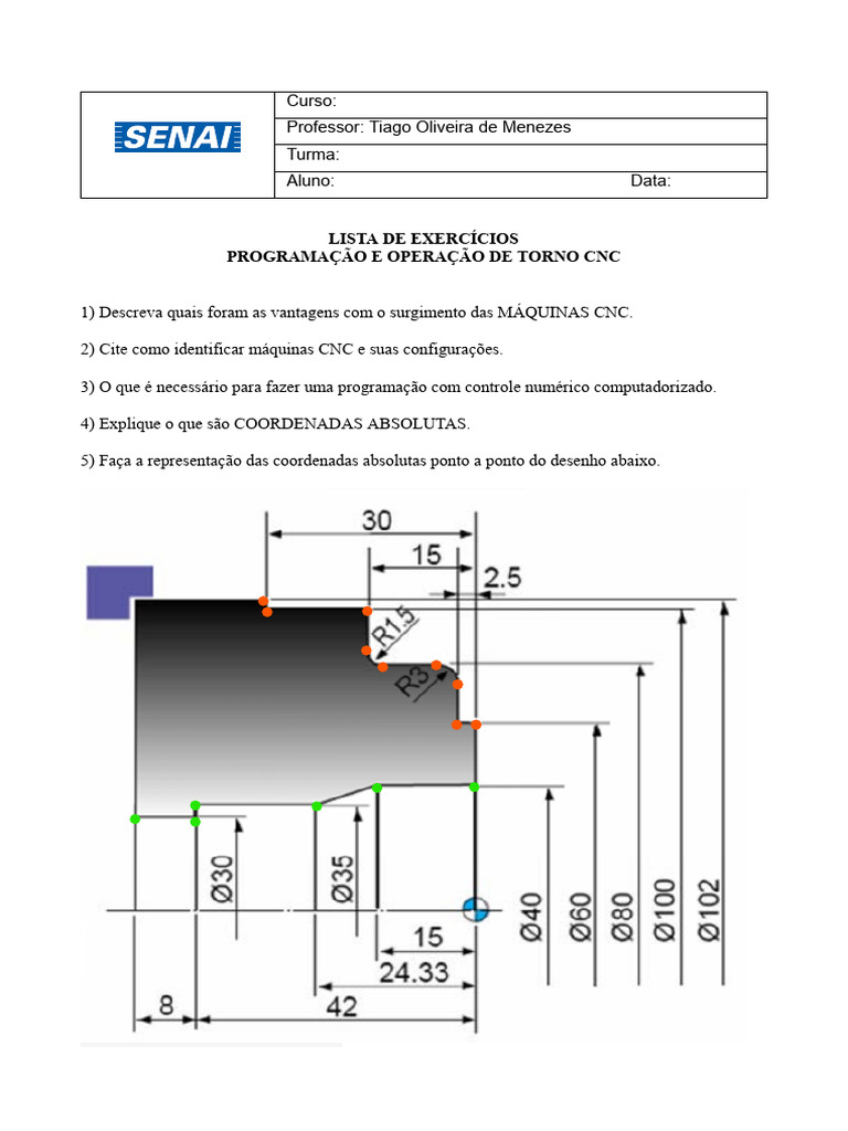 Exercícios sobre Programação CNC | PDF