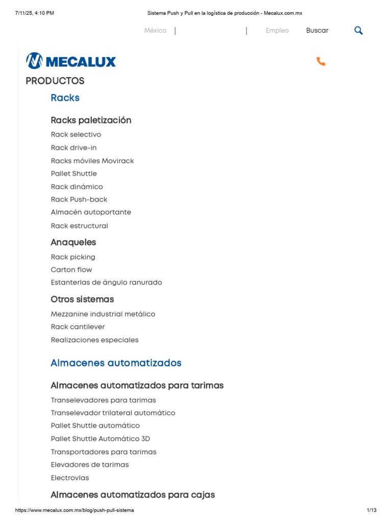 Sistema Push y Pull en La Logística de Producción - Mecalux - Com.mx ...