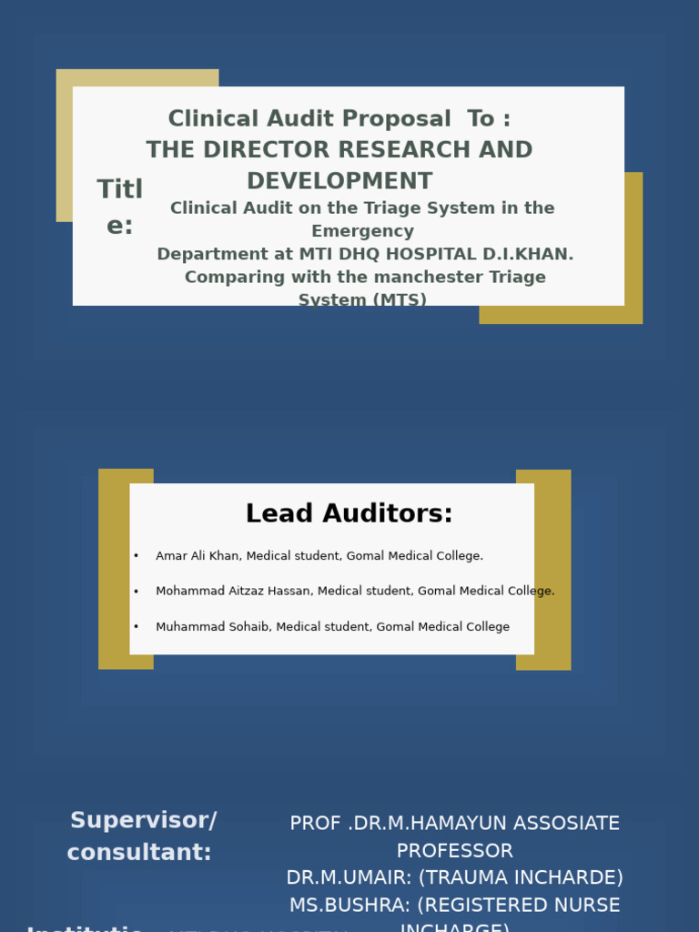 Clinical Audit Proposal REVISED | PDF | Emergency Department | Medical ...