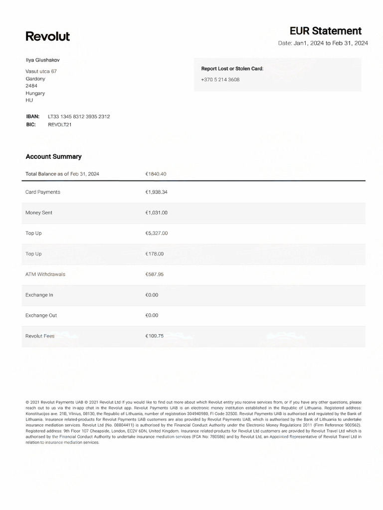Revolut Statement 16032024 | PDF