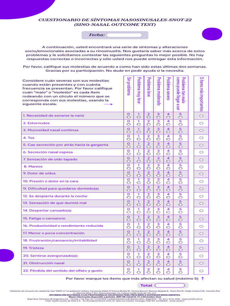 Snot 22 | PDF | Enfermedades y trastornos