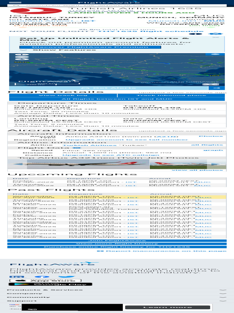 TK1635 (THY1635) Turkish Airlines Flight Tracking and History ...