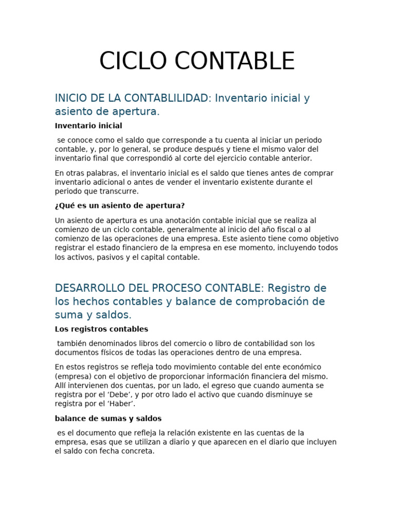Ciclo Contable | PDF | Contabilidad | Hoja de balance