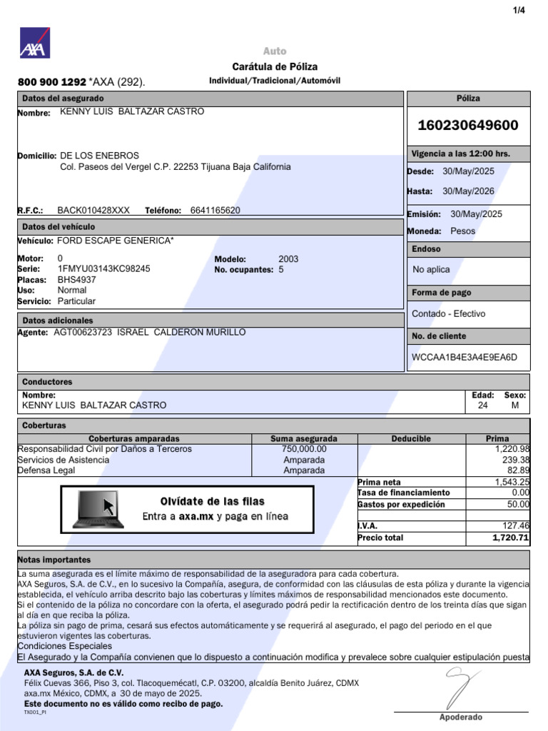 Carátula de Póliza: Apoderado | PDF | Póliza de seguros | Riesgo financiero