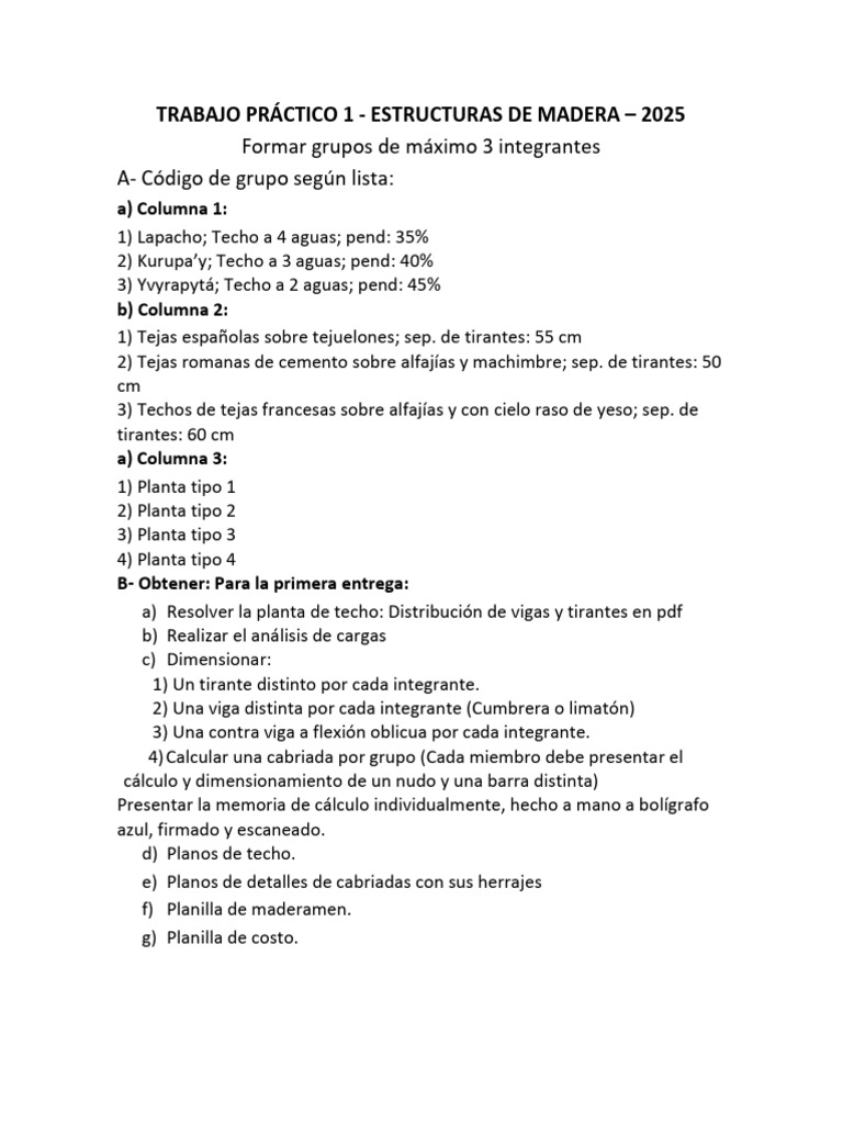 Guia para TP Madera | PDF