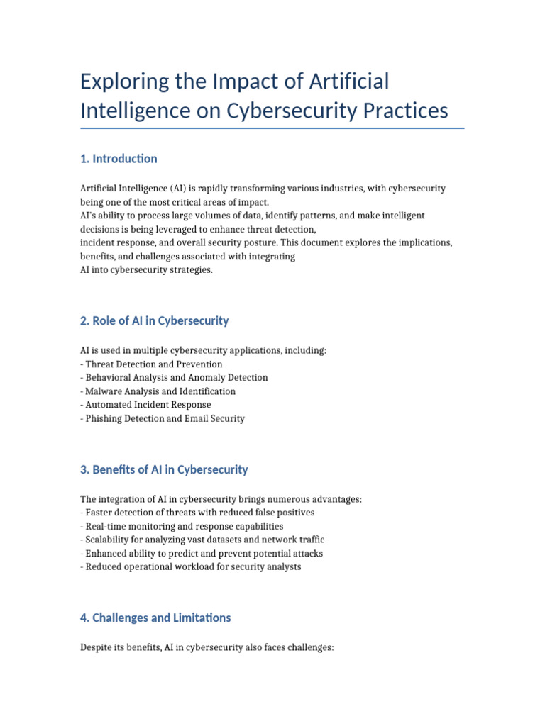 AI in Cybersecurity Research Topic | PDF | Security | Computer Security