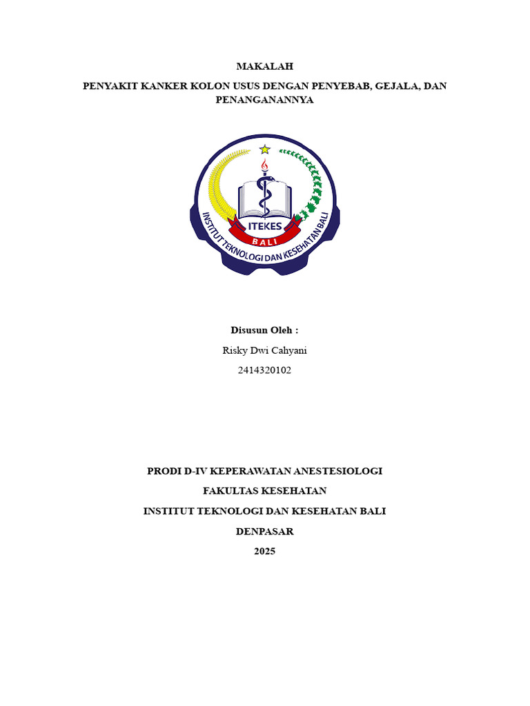Makalah - Penyakit Kanker Kolon Usus Dengan Penyebab, Gejala, Dan ...