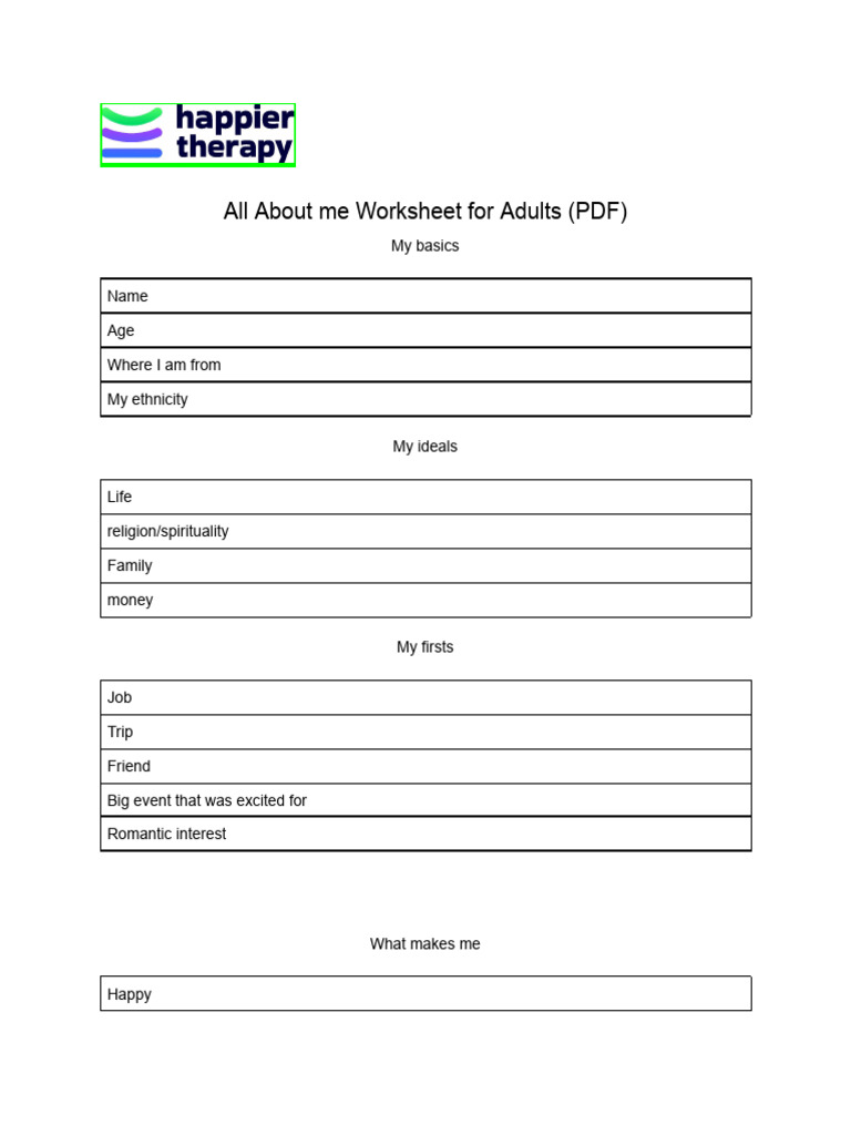 All About Me Worksheet for Adults | PDF