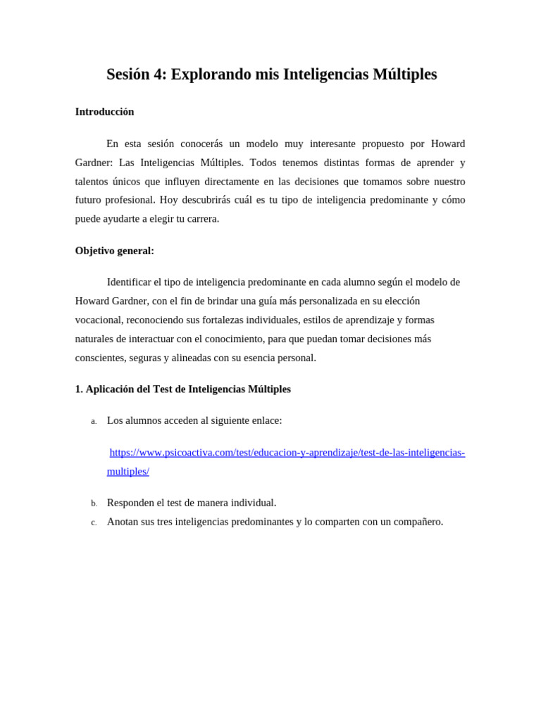 Act10 Inteligencias Múltiples | PDF | Modificación de comportamiento | Ciencias del comportamiento