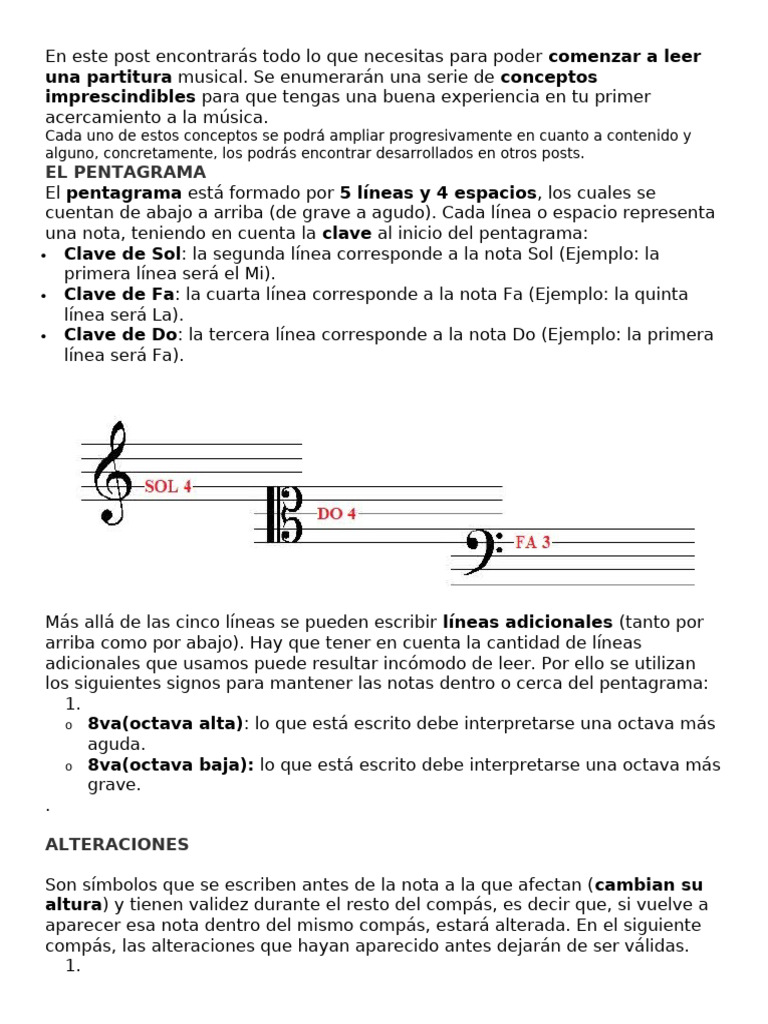 Teoria Musical (Pentagrama) | PDF | Tempo | Clave