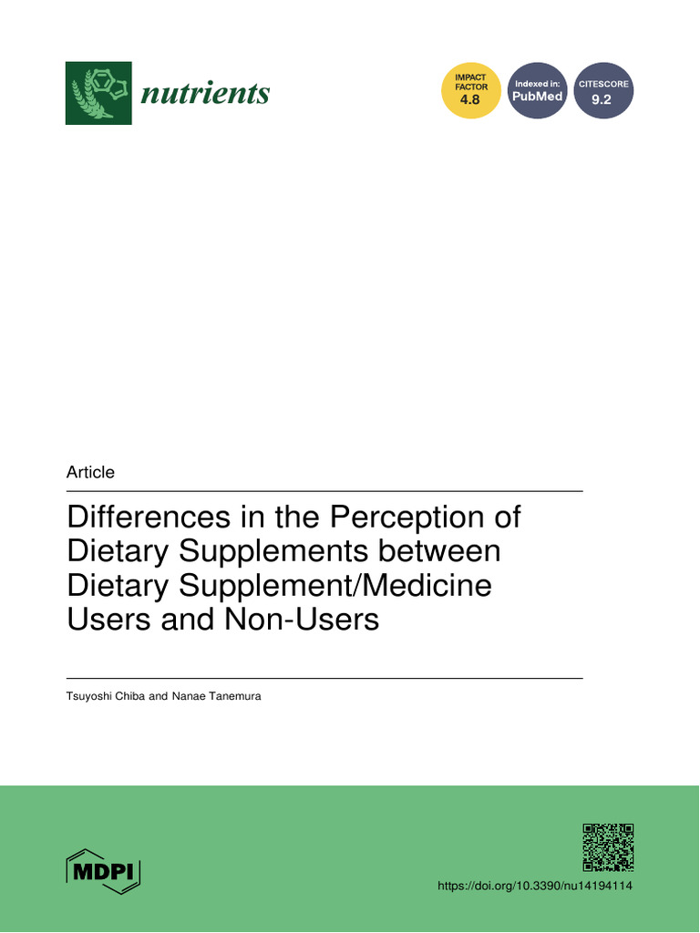 Nutrients 14 04114 With Cover | PDF | Dietary Supplements | Health Sciences