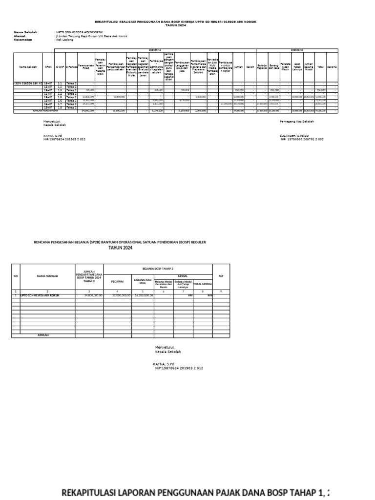 Format Laporan Realisasi Tahun 2024 | PDF