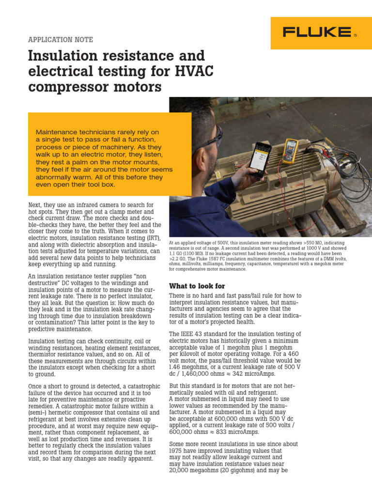 HVAC Compressor Motor Insulation Testing | PDF | Insulator (Electricity ...
