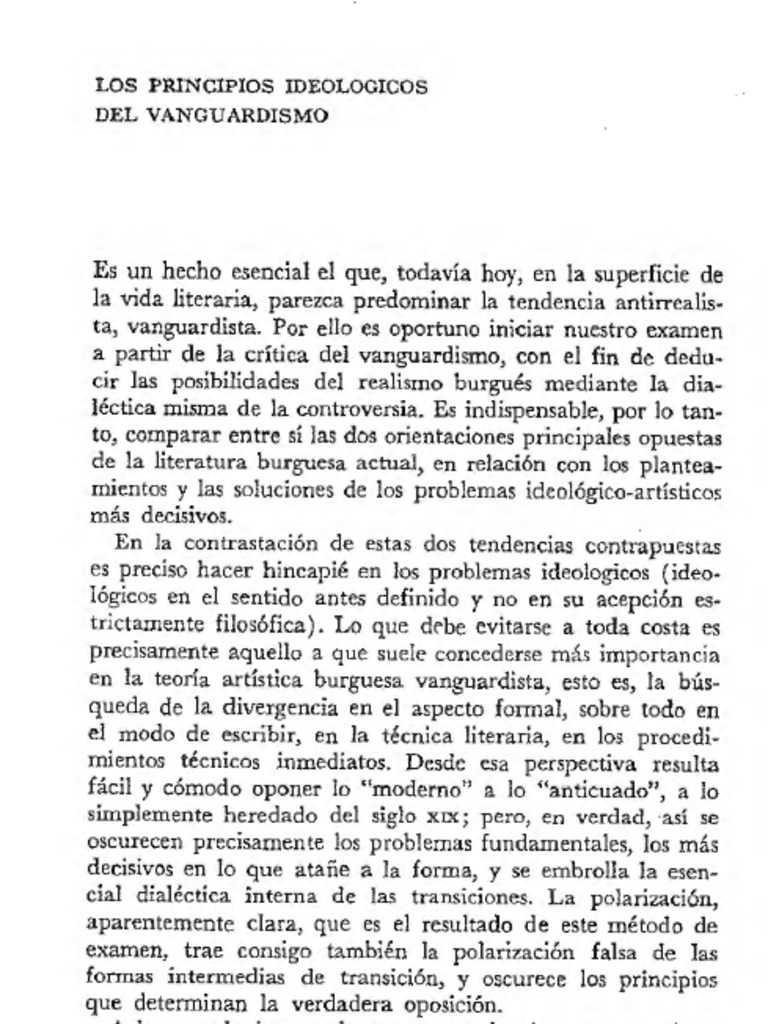 LUKÁCS - Los Principios Ideológicos Del Vanguardismo | PDF | James ...