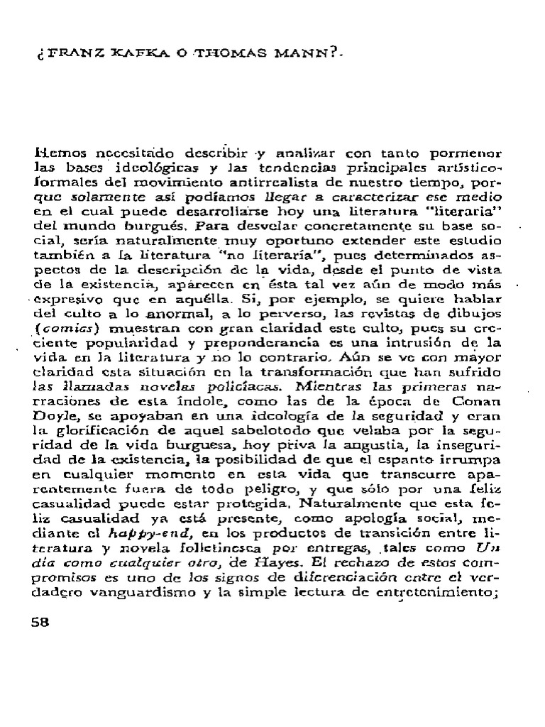 LUKÁCS - Franz Kafka o Thomas Mann | PDF | Franz Kafka