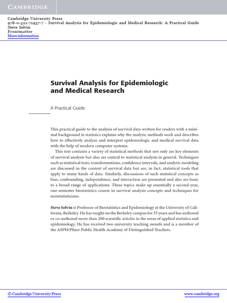 Survival Analysis in Medical Research | PDF | Statistics | Epidemiology
