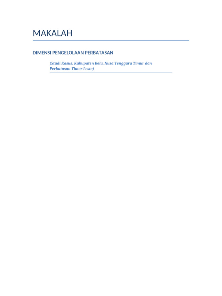Pengelolaan Perbatasan Belu-Timor Leste | PDF