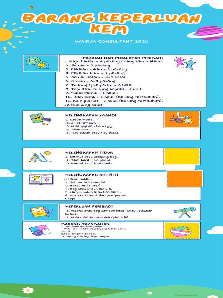 Barang Keperluan Kem PDF | PDF