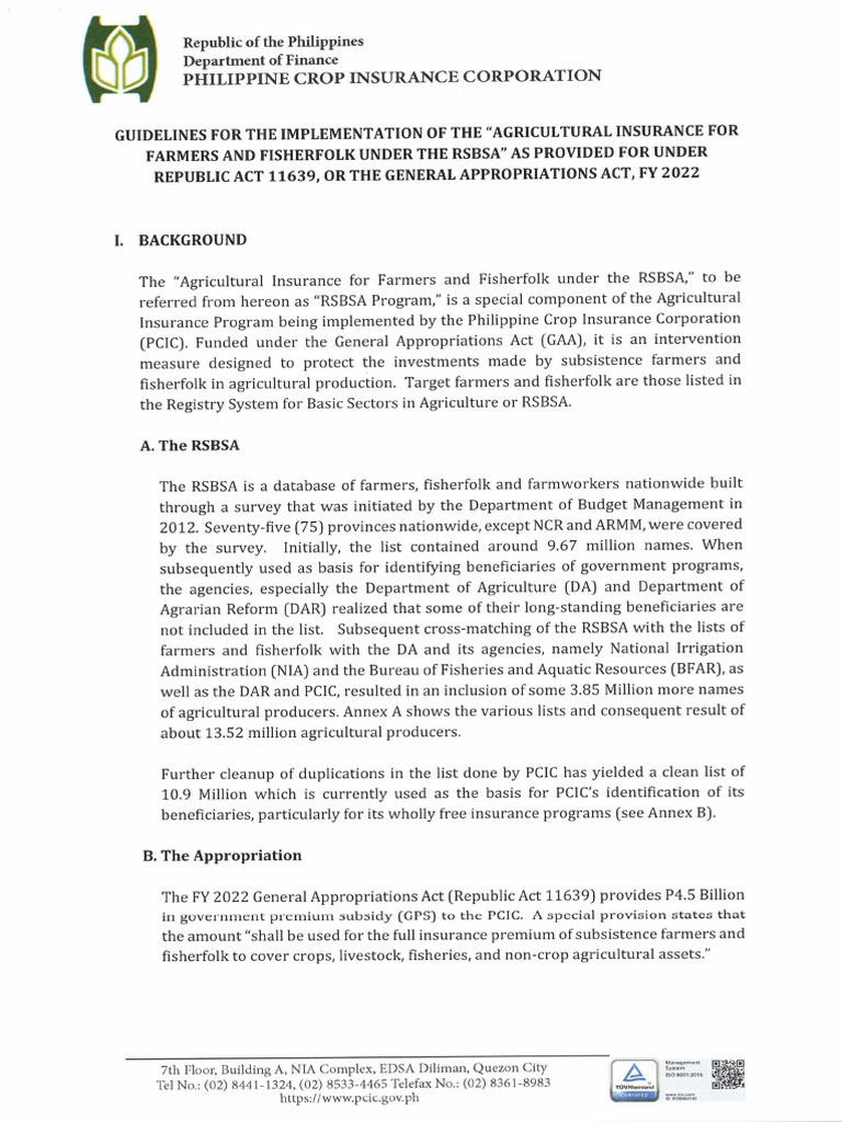 Implementing Guidelines RSBSA 2022 Revised FINAL Ver | PDF