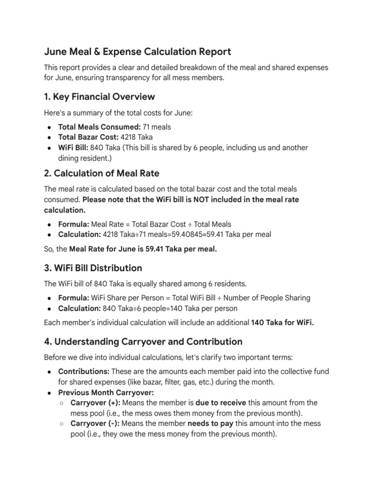 June Calculation Explained | PDF