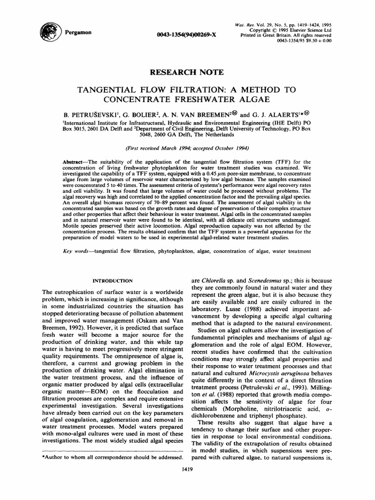 Research Note Tangential Flow Filtration: A Method To Concentrate ...