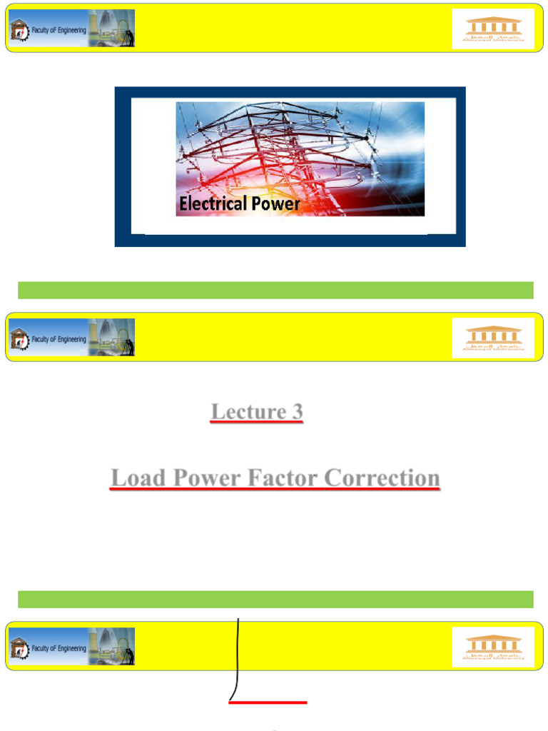 Lecture 3 - Load Power Factor Correction and Complex Power | PDF | Ac Power | Electric Power
