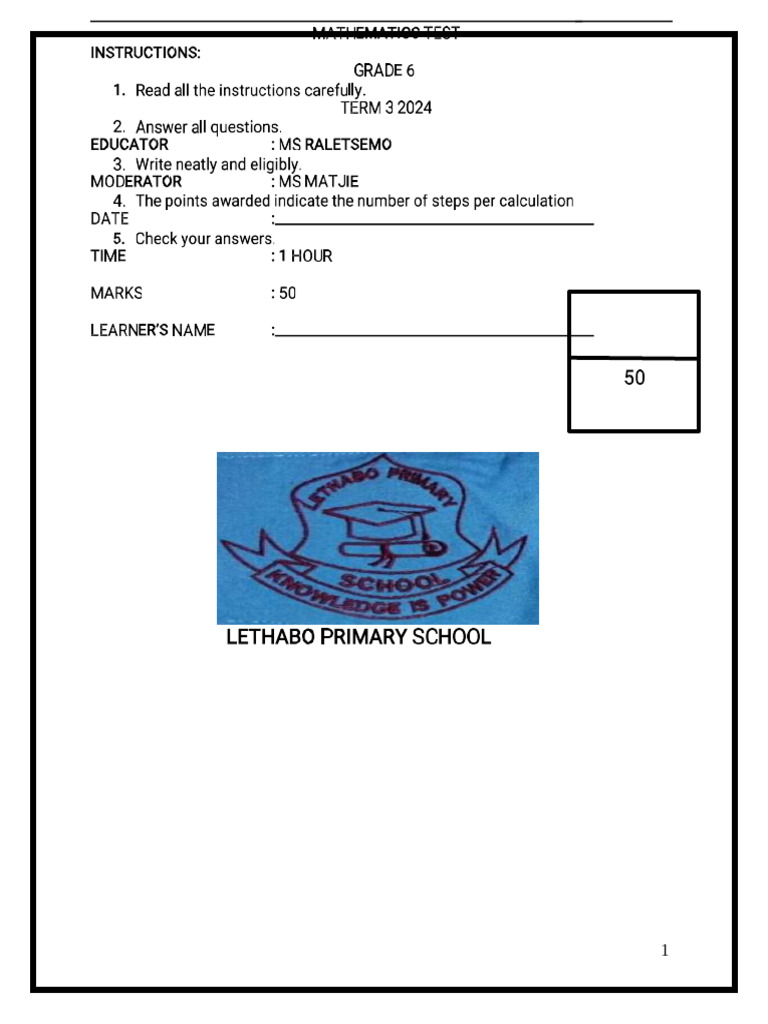 Maths Test | PDF
