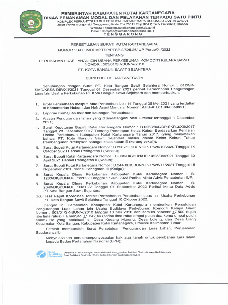 3. Perubahan Luas IUP PT KBSS | PDF
