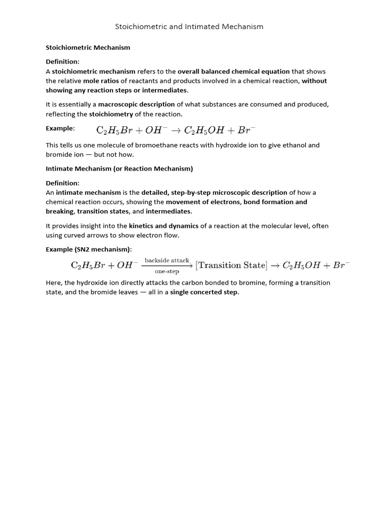 Stoichiometric Mechanism | PDF
