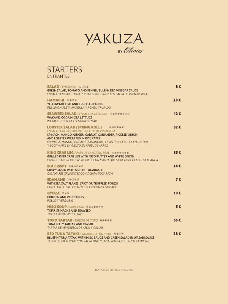 Carta Digital Yakuza Food | PDF