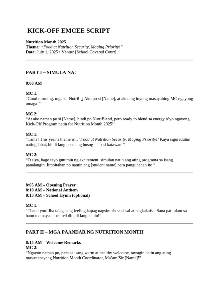 Emcee Script 1 | PDF