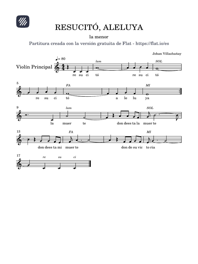 Partitura de "Resucitó, Aleluya" | PDF