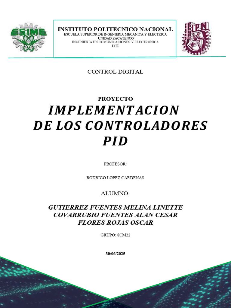 Proyecto Final Implementacion Pid | PDF | Adquisición de datos | Matemáticas Aplicadas