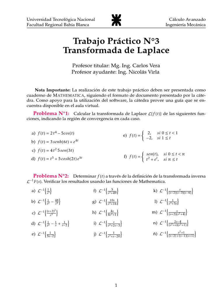 TPN°3 - Transformada de Laplace | PDF